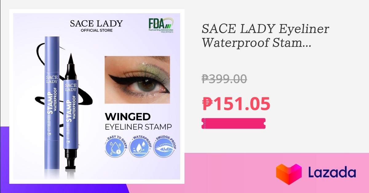 SACE LADY Eyeliner Waterproof Stamp Black Stamp Double-head Pigment Eye ...