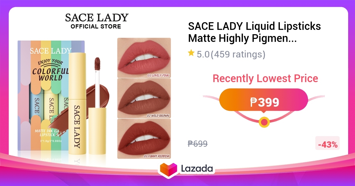 SACE LADY Liquid Lipsticks Matte Highly Pigment Waterproof Lip Tint ...