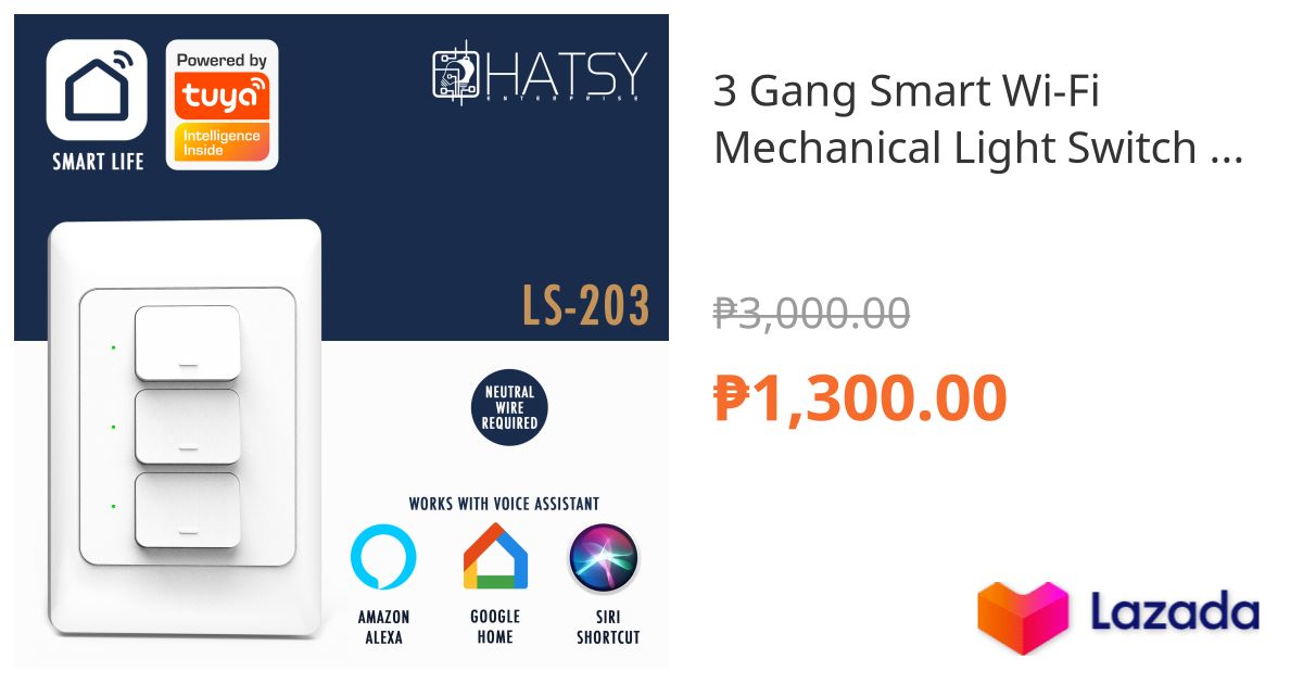 3 Gang Smart Wi-Fi Mechanical Light Switch - AC100-240V, 10 Ampere ...