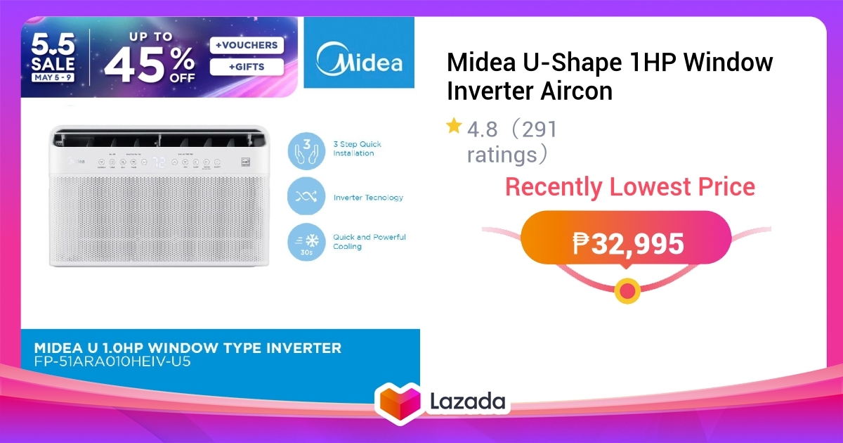 Midea U-Shape 1HP Window Inverter Aircon