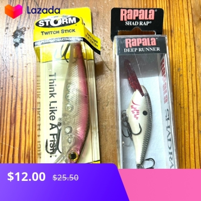 BUNDLE SALE-Rapala Shad Rap Deep Running SR-5 BP Bleeding Pearl + Storm TWITCH Stick 10 Ghost ...