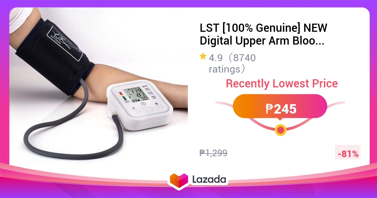 LST [100% Genuine] NEW Digital Upper Arm Blood Pressure Pulse Monitor ...