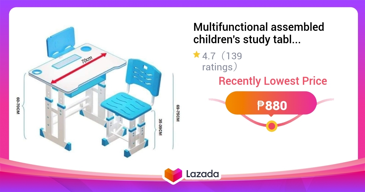 Multifunctional assembled children's study table set (table+chair)