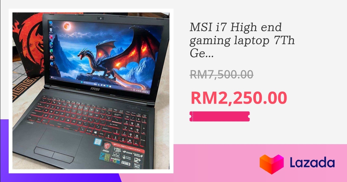 MSI i7 High end gaming laptop 7Th Gen like 10/10 with Box Orignal ...
