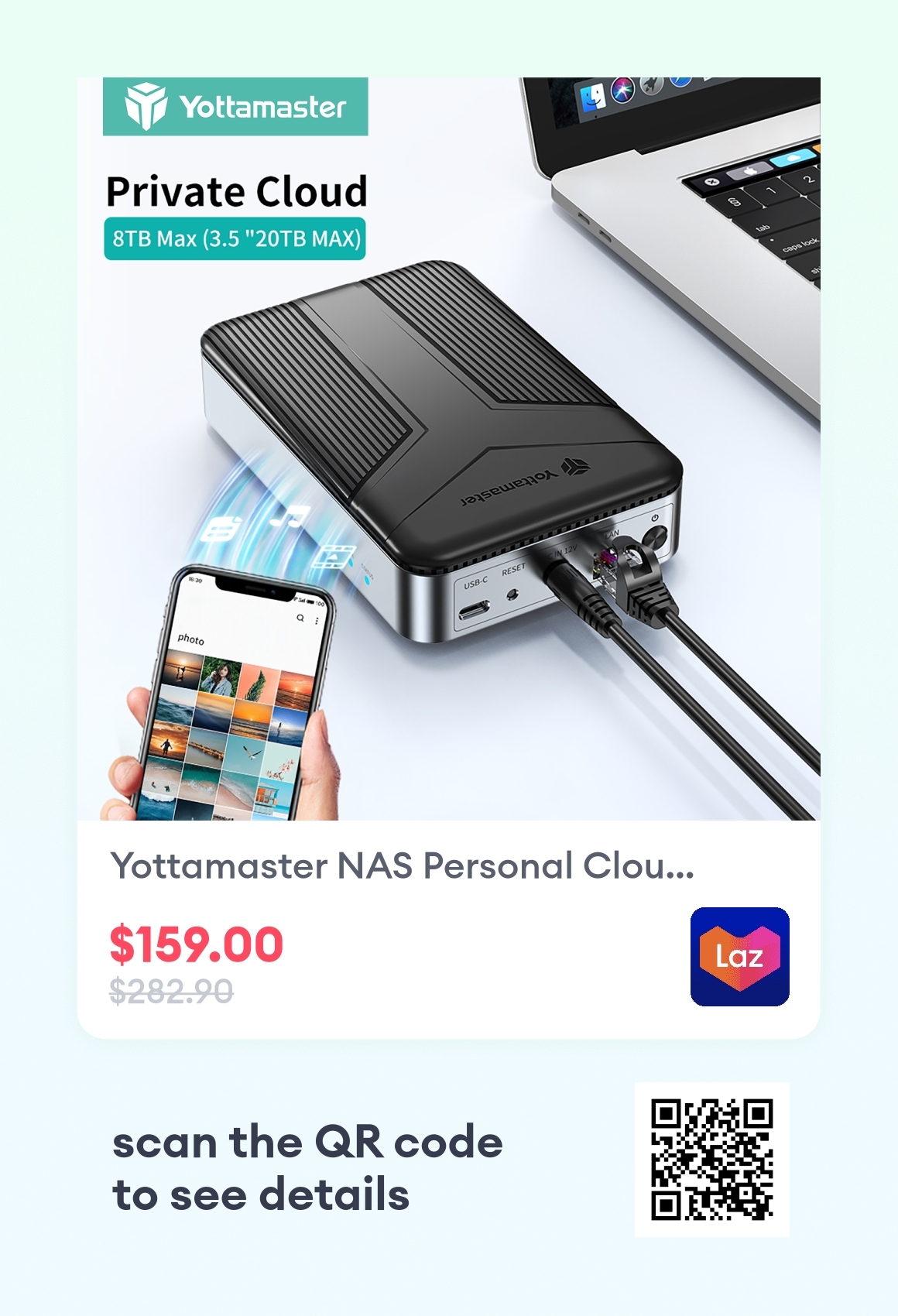 Yottamaster NAS Personal Cloud Network Attached Storage 1-Bay ...