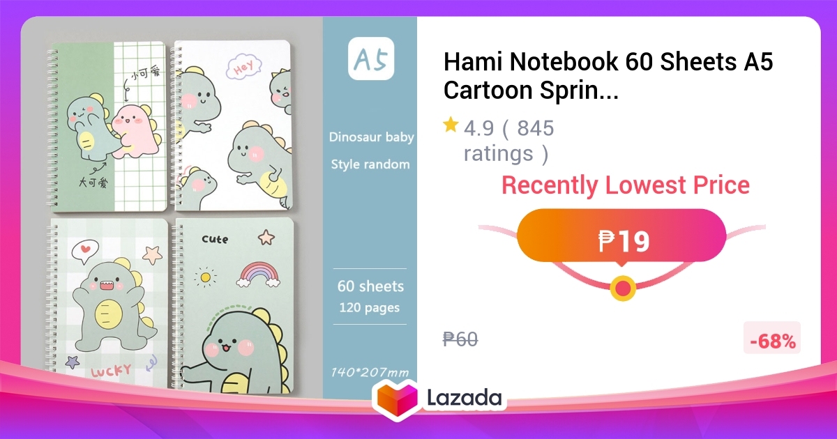 Hami Notebook 60 Sheets A5 Cartoon Spring Notebook Portable Coil ...
