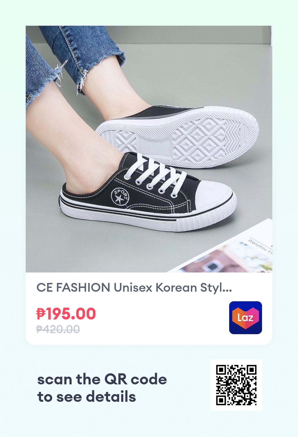 CE FASHION Unisex Korean Style Casual Slip On Sneaker Good Quality Half Slipper Slip On Shoes ...