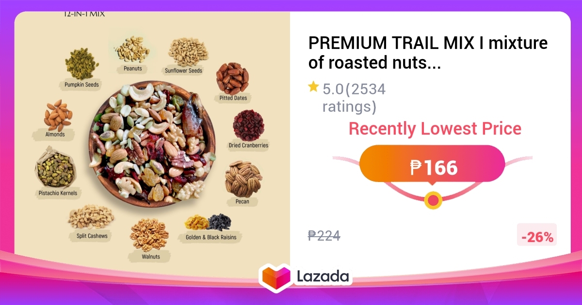 PREMIUM TRAIL MIX I mixture of roasted nuts, dried fruits and seeds I ...