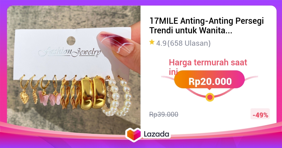 17MILE Anting-Anting Persegi Trendi untuk Wanita, Set Anting-Anting ...