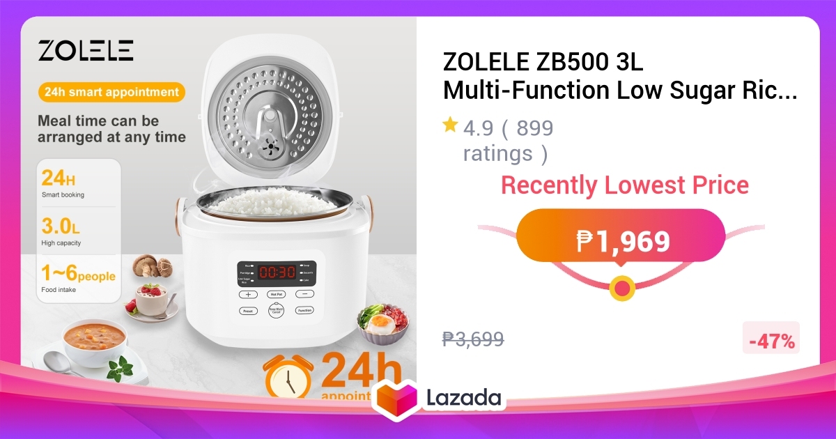 ZOLELE ZB500 3L Multi-Function Low Sugar Rice Cooker Non Stick ...