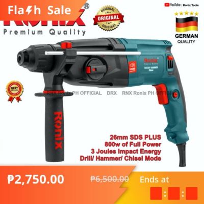 RONIX OFFICIAL GERMANY 2701 Rotary Hammer Drill PRO 26MM SDS Plus 800W ...