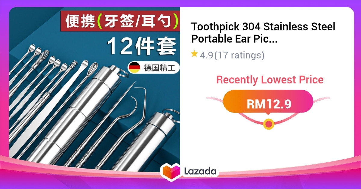 Toothpick 304 Stainless Steel Portable Ear Pick Toothpick Box Cleaning ...