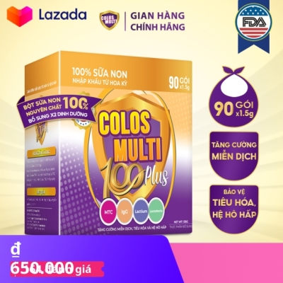 Sữa non Colosmulti 100 Plus tăng sức đề kháng và tiêu hóa, hộp 90 gói x ...