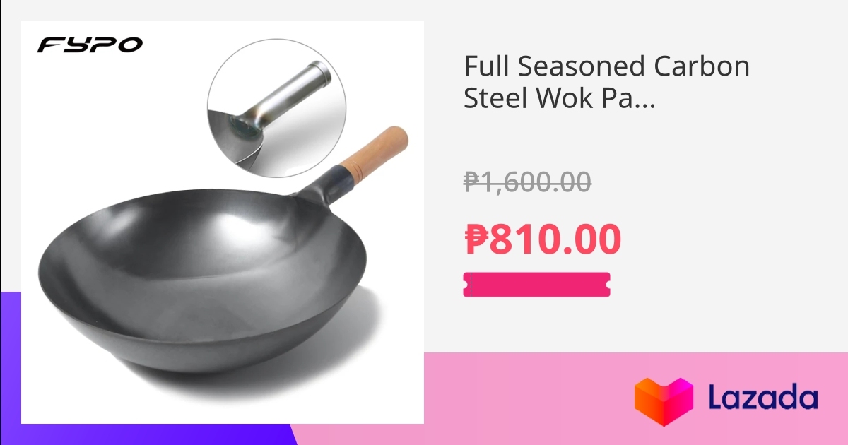 Full Seasoned Carbon Steel Wok Pan (Heavy duty) 32cm 36cm 38cm