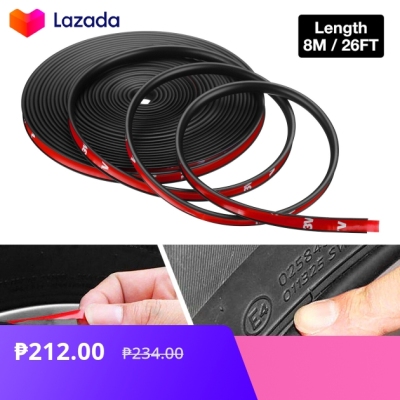 Car Wheel Rim Edge Protector Tire Rubber Guard Sticker Line Strip 8M(Black)