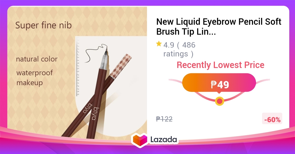 New Liquid Eyebrow Pencil Soft Brush Tip Line Smooth Sweatproof Long-lasting Natural Non-fading ...