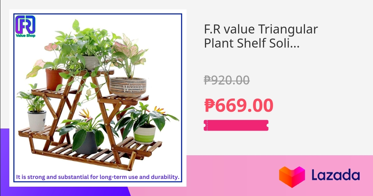 F.R value Triangular Plant Shelf Solid Wood Triangular Stand Plant ...