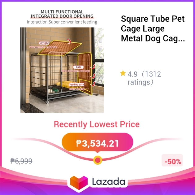 Square Tube Pet Cage Large Metal Dog Cage Stainless Steel Large Free ...