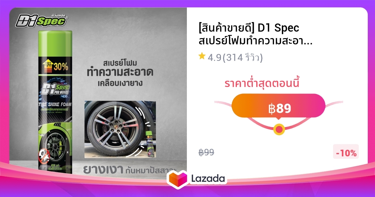 [สินค้าขายดี] D1 Spec สเปรย์โฟมทำความสะอาด พร้อมเคลือบยางรถ ดีวันสเปค ยางดำ กันหมาฉี่ ขนาด 650 ml.