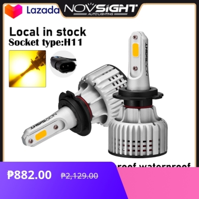 Novsight N12Y 2pcs Yellow Light LED Car Headlight Foglamp 72W 10000LM Bulb h4 h7 h11 hb3(9005 ...