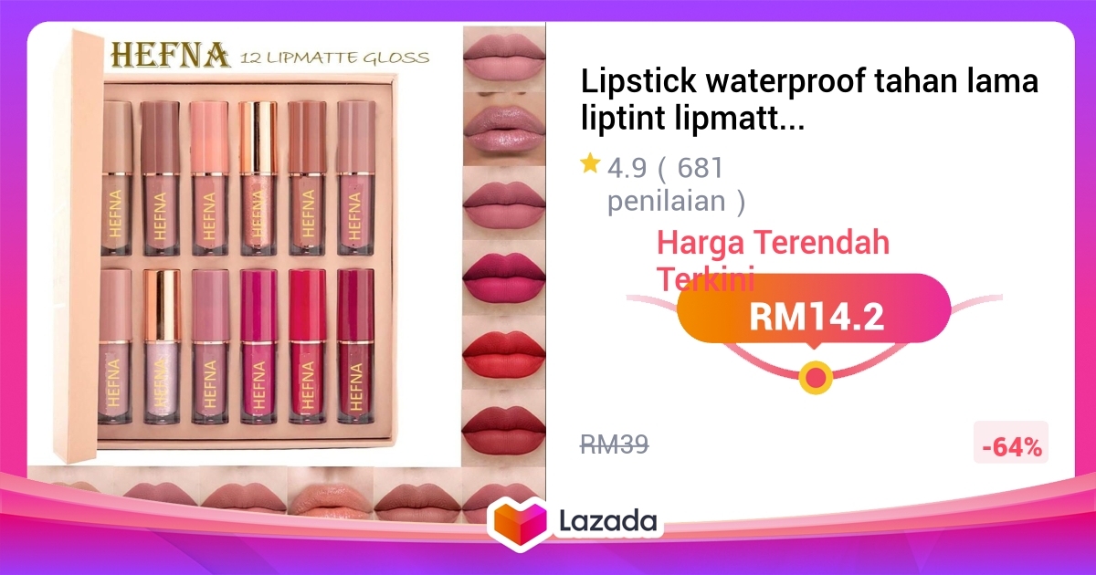 Lipstick waterproof tahan lama liptint lipmatte lip gloss viral口红 化妆品 ...