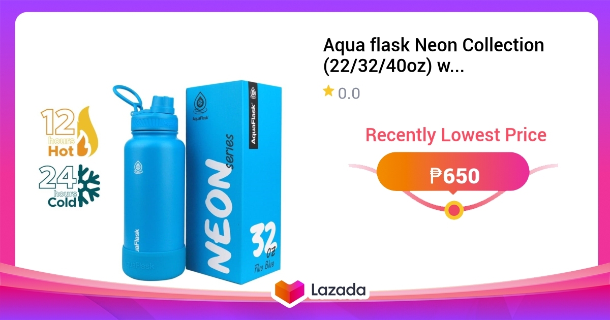 Aqua flask Neon Collection (22/32/40oz) w/ Silicone Boot Double Wall ...