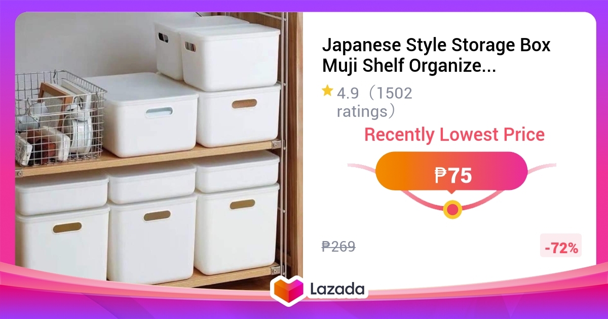 Japanese Style Storage Box Muji Shelf Organizer Plastic Container Box ...