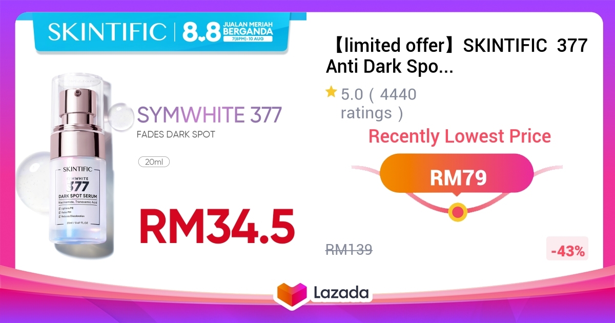 【limited offer】SKINTIFIC 377 Anti Dark Spot Serum With Niacinamide Brightening Serum Whitening ...