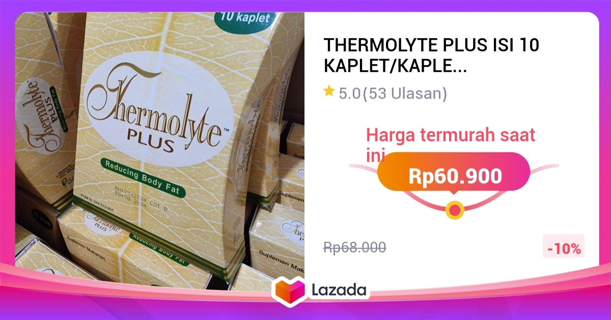 THERMOLYTE PLUS ISI 10 KAPLET/KAPLET HERBAL/Pelangsing alami/original