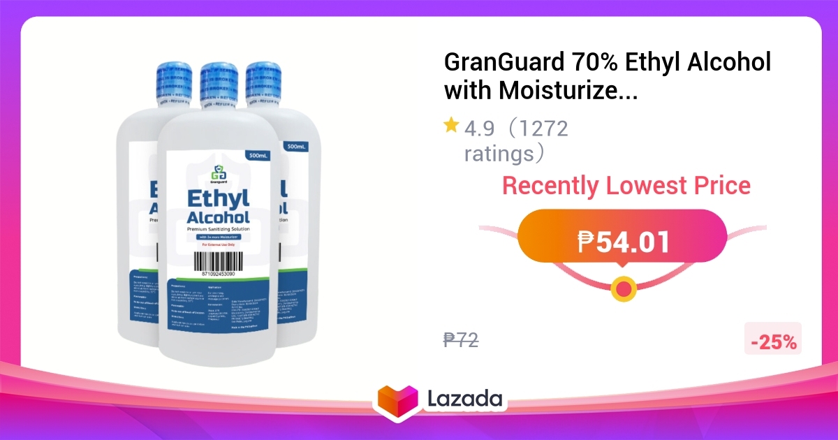GranGuard 70% Ethyl Alcohol with Moisturizer (Non-Drying) 500ML