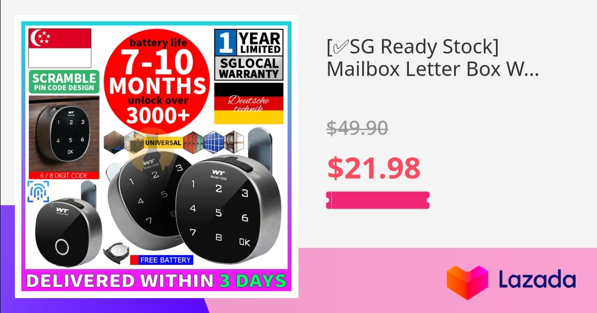 [ SG Ready Stock] Mailbox Letter Box WT Digital Lock Smart Digit ...