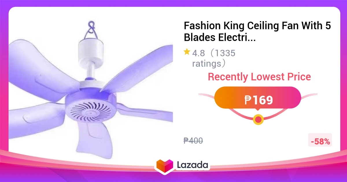 Fashion King Ceiling Fan With 5 Blades Electric Fan Household Hanging Fan