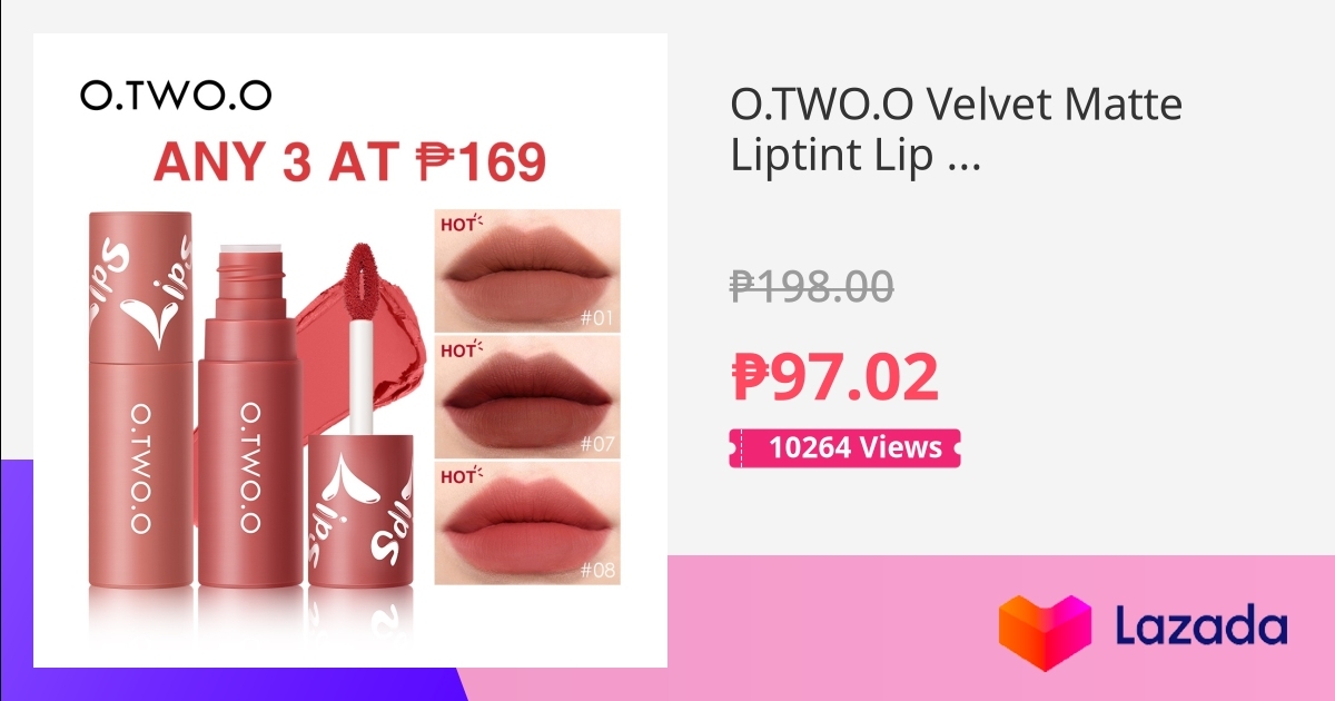 O.TWO.O Velvet Matte Liptint Lip & Cheek Mud Dual-use Lip Clay High ...