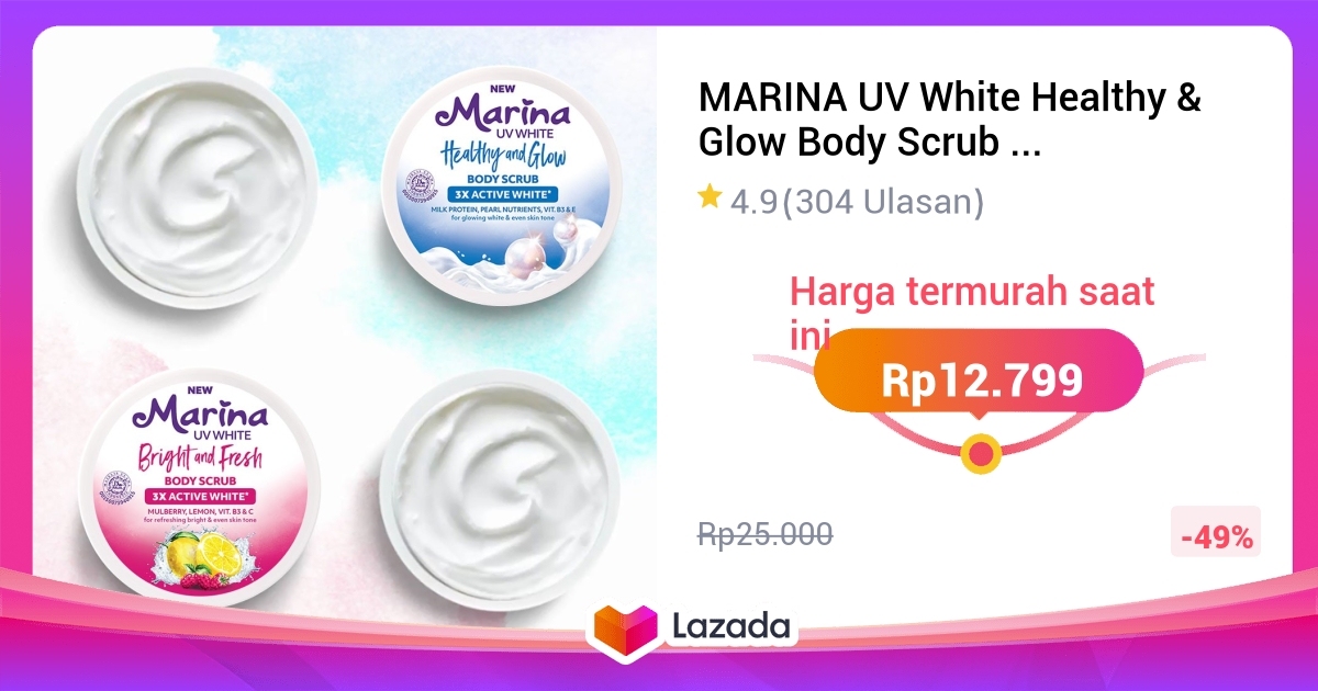 MARINA UV White Healthy & Glow Body Scrub - Marina UV White Bright & Fresh Body Scrub 200ml