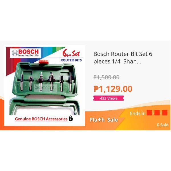 Bosch Router Bit Set 6 pieces 1/4 Shank 2607019462 ( RTRBT )