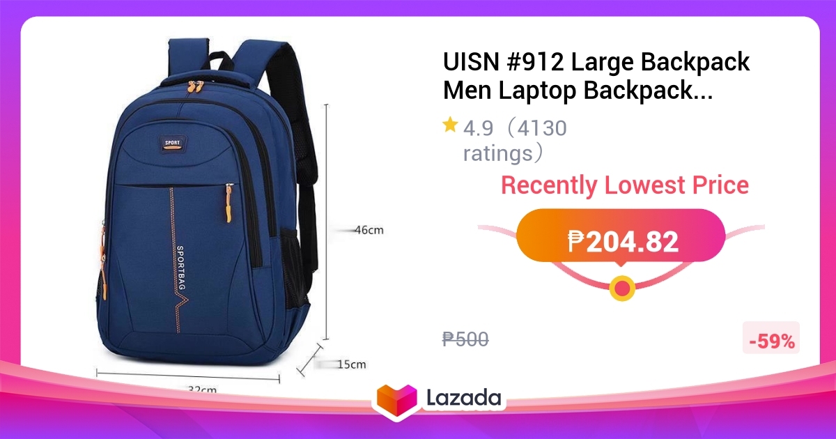 UISN #912 Large Backpack Men Laptop Backpacks Oxford Black High School ...