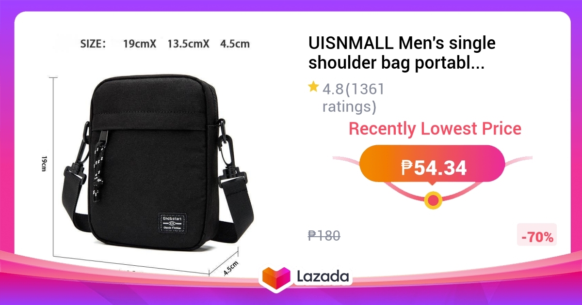 UISNMALL Men's single shoulder bag portable waterproof small bag sports ...