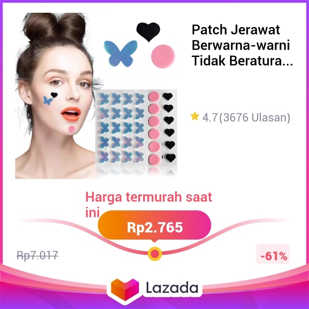 Patch Jerawat Berwarna-warni Tidak Beraturan Laser Film Biru Kupu-kupu ...