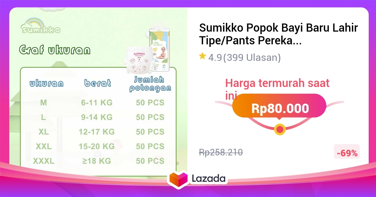 Sumikko Popok Bayi Baru Lahir Tipe/Pants Perekat M50/L50/XL50/XXL50 ...