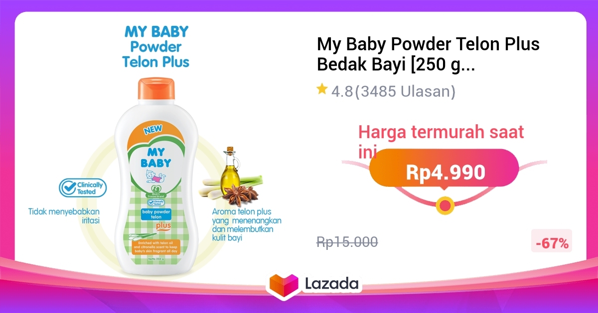 My Baby Powder Telon Plus Bedak Bayi [250 g] Extra Fill 25%