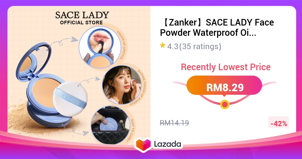 【Zanker】SACE LADY Face Powder Waterproof Oil Control Natural ...