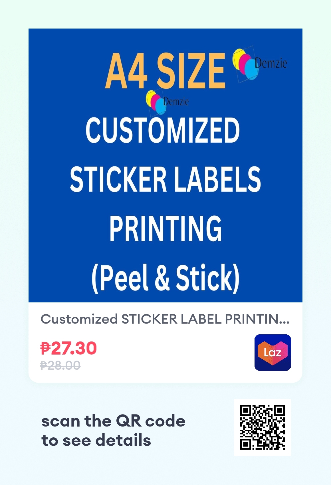 Customized STICKER LABEL PRINTING GLOSSY A4 SIZE PEEL AND STICK for ...