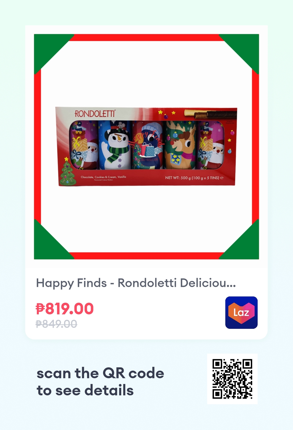 Happy Finds - Rondoletti Delicious Creme Wafers Christmas Tin Gift Pack
