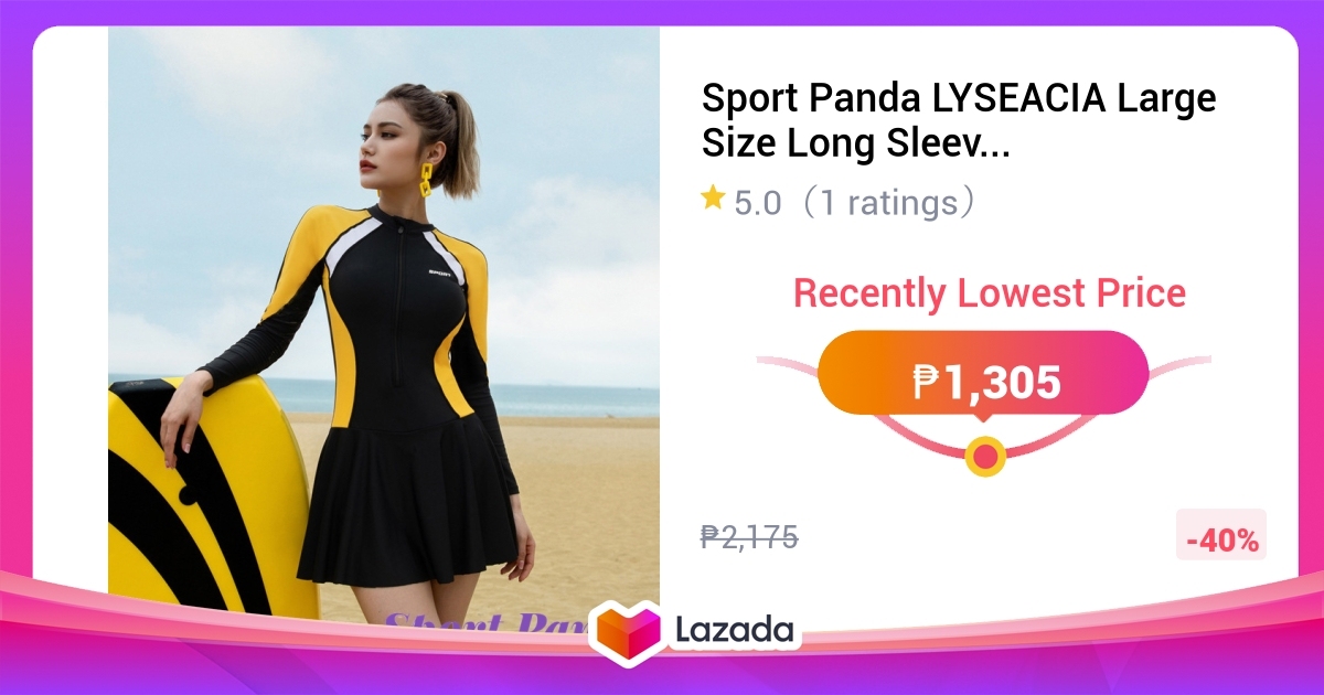 Sport Panda LYSEACIA Large Size Long Sleeve Swimwear Women Beach One Piece Swimsuit Ladies ...