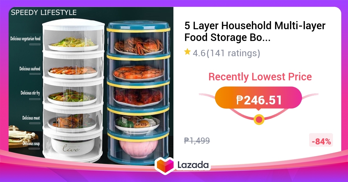 5 Layer Household Multi-layer Food Storage Box Anti-flies Insulation ...