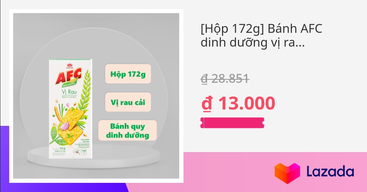 [Hộp 172g] Bánh AFC dinh dưỡng vị rau cải (8 gói x 21.5g)