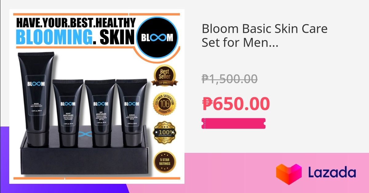 Bloom Basic Skin Care Set for Men; Helps Prevent Pimple Breakouts, 4 in 1 Set with Facial ...