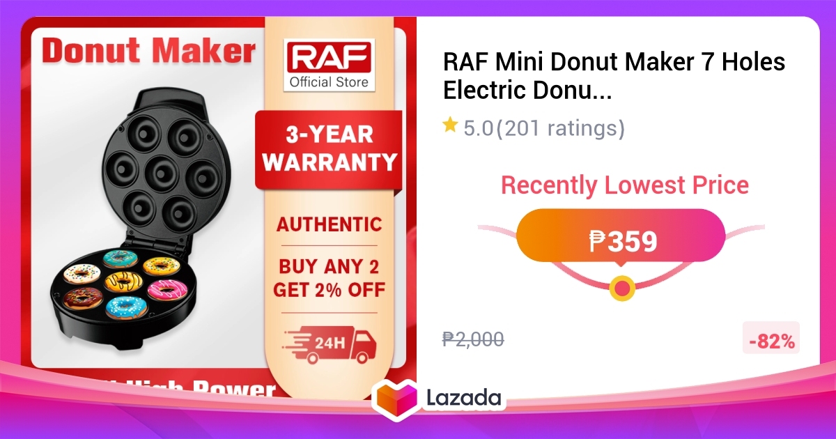 RAF Mini Donut Maker 7 Holes Electric Donut Machine Breakfast Waffle ...