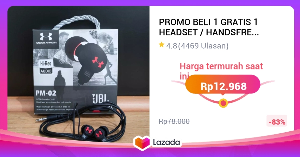 PROMO BELI 1 GRATIS 1 HEADSET / HANDSFREE UNIVERSAL BUAT SEMUA TYPE HP ...