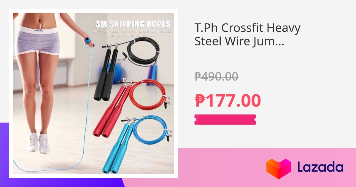T.Ph Crossfit Heavy Steel Wire Jump Rope | Colors: Black, Blue, Blue ...